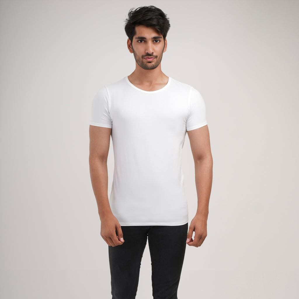 V-Taper Fit (S/V) Crew Neck Short Sleeve - Classic White – Lean Lines